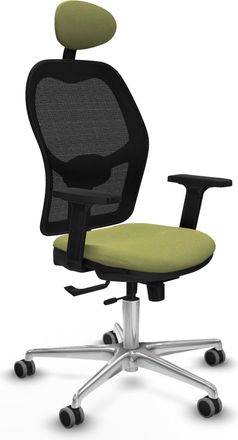 Piqueras y Crespo B&uuml;rostuhl mit 2D-Armen, h&ouml;henverstellbarer Lendenwirbelst&uuml;tze und festem Kopfteil, ausgestattet mit Syncro/Traslack und injiziertem Schaumstoff, Schwa