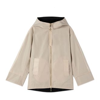 Oltre Femme, Vestes, Beige, Taille: 38 FR Parka Courte R&eacute;versible &agrave; Capuche