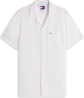 Tommy Hilfiger Kurzarmhemd mit Leinenanteil und Resort-Kragen in