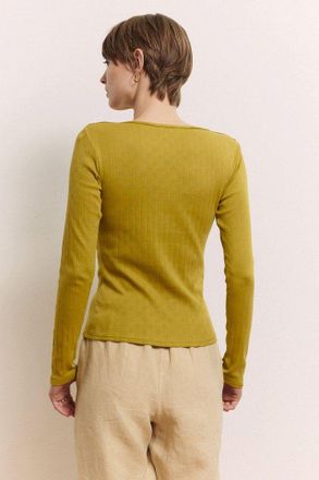 Tranquillo Longsleeve Langarm Shirt Coraa mit Herz-Ajour Muster Herz-Ajour-Muster aus 100 % GOTS-zertifizierter Bio-Baumwolle