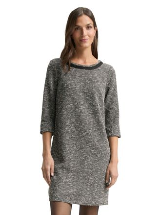 Tom Tailor Damen 1048792 Boucl&eacute; Kleid mit Schleifen-Detail, 39180-Salt Pepper Boucle Structure, 38