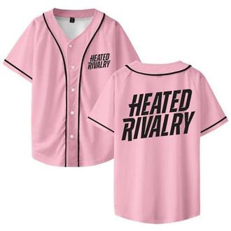 Generic HeatRivalry Logo Merch Baseball Jersey Shirt Col V Unisexe Manches Courtes Streetwear V&ecirc;tements, rose, XXL