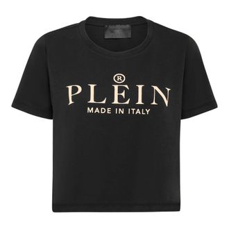 Philipp Plein T-Shirt Rundhals SS Crop Iconic - - Tops - Damen - Schwarzk - S