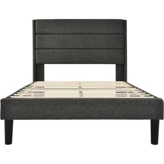 Liberte Lit double rembourr&eacute; pour ado 90x200, avec cadre de lit et t&ecirc;te de lit, gris