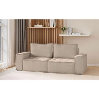 Fun Möbel Sofa Modulsofa 2-teilig sande 2-Sitzer Stoff Alpine Toffee