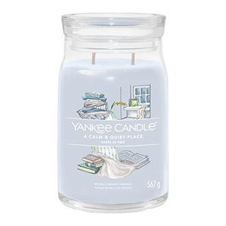 Yankee Candle Company Yankee Candle Signature Bougie parfum&eacute;e | Une grande bougie en pot Calm & Quiet Place avec double m&egrave;che | Bougie en cire de soja &agrave; combustion longue |