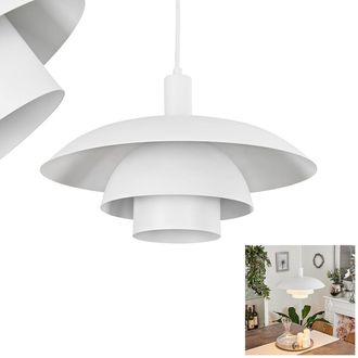 HOFSTEIN Hängeleuchte Sundet, moderne Hängelampe aus Metall in Weiß, Leuchte im skandinavischen Design (Ø 38 cm), perfekt für den Esstisch, Höhe max. 114,5 cm,