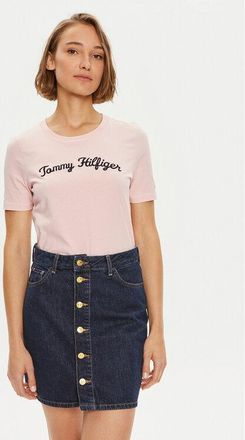 Tommy Hilfiger T-Shirt Script WW0WW42589 Rosa Regular Fit