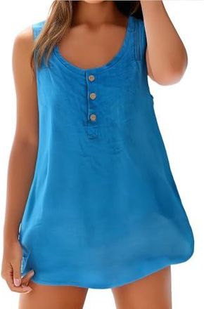 Generic Debardeur Femme Chic et &eacute;l&eacute;gant Chemisier sans Manche D&eacute;grad&eacute; D&eacute;bardeur en Coton et Lin Crop Top Ete Haut Chic et Elegant Fluide Ample Caraco Vetement