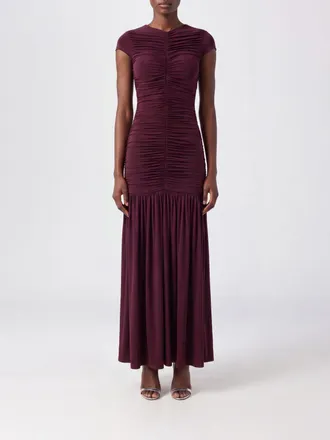 Rotate Drapiertes Jersey-Midikleid von mit V-Ausschnitt und geraffter Taille