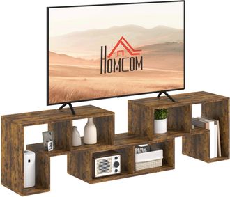 HOMCOM TV-St&auml;nder f&uuml;r Fernseher bis 75 Zoll, KOSTENLOSE KOMBINATION TV-Schrank mit Ablagefl&auml;chen, ausziehbares Entertainment-Center f&uuml;r Wohnzimmer, Rustikale