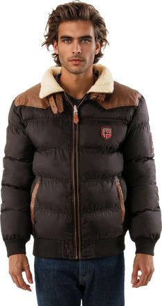 Geographical Norway Abradb Distribrands Production - Warmer Pelzmantel Herbst Winter - Warm Mann Jacke Long Sleeve Windschnitt Parka Style Jacket (Schwarz M)