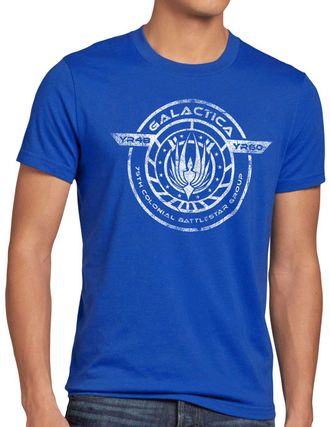 style3 Colonial Battlestar Group Herren T-Shirt Galactica Space, Gr&ouml;&szlig;e:3XL, Farbe:Blau