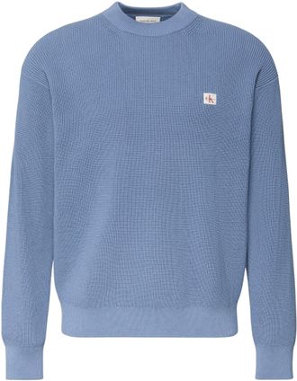 Calvin Klein Herren LS EZ Cotton Waffle CRWNK SWTR 9 LV04RD313G Sweaters, Blau (Dusty Sailor Blue), L, Blau (Dusty Sailor Blue), L