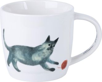 Maxwell & Williams DX1218 Kaffee-Tasse 400 ml - Serie Feline Friends - Porzellan weiß, Katze & Wollkneul, in Geschenkbox