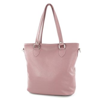 modamoda.de T215 - Italienische Ledertasche Shopper Large, Farbe:Altrosa