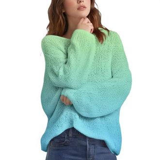 Generic Pull pour femme - Imprim&eacute; d&eacute;grad&eacute; - Manches longues - Pull d&eacute;contract&eacute; doux et confortable - L&eacute;ger et respirant - &Agrave; porter au quotidien pour lautomne,