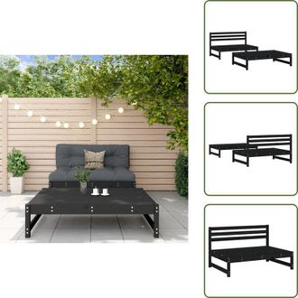 vidaXL Vidaxl - 2-tlg. Garten-Lounge-Set Schwarz Massivholz Kiefer - Gartenm&ouml;bel - Loungesessel - Gartenloungeset - Holzm&ouml;bel - Kiefernholz