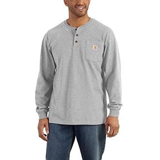 Carhartt Work in Progress Workwear Long Sleeve Henley Pocket T-Shirt Utilitaire de Travail, Gris chiné, XX-Large Homme