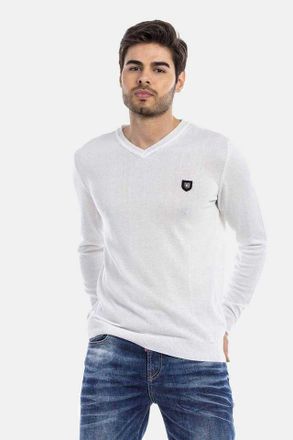 Cipo & Baxx V-Ausschnitt-Pullover Pullover (1-tlg) mit V-Ausschnitt, CP242