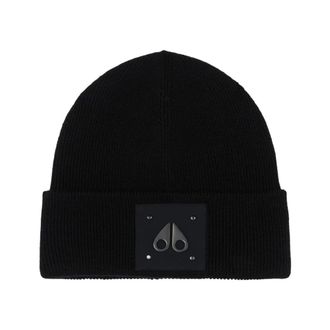 Moose Knuckles Schwarze Woll-Logo-Beanie - - Accessories - Herren - Schwarzk - ONE SIZE