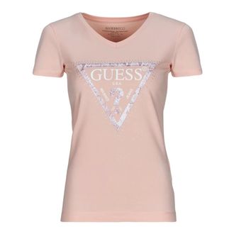 Guess Femme, Tops, Rose, Taille: 36 FR T-shirt rose clair à manches courtes