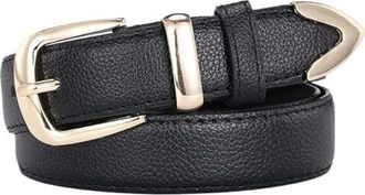 Generic Ceinture pour femme Simple Mode Aiguille Boucle Ceinture Casual Polyvalent Coréen PU Cuir Ceinture avec Pantalon Jeans Ceinture Lady Ceintures, Noir, 
