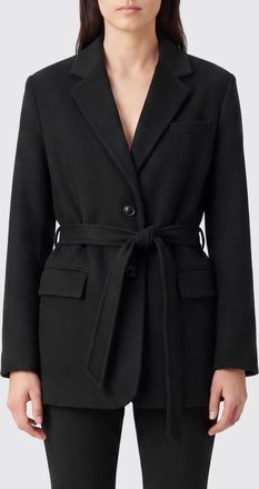 Semicouture Manteau court en laine &agrave; simple boutonnage avec ceinture