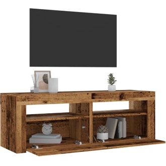 vidaXL Vidaxl - Meuble tv avec lumi&egrave;res led vieux bois bois ding&eacute;nierie