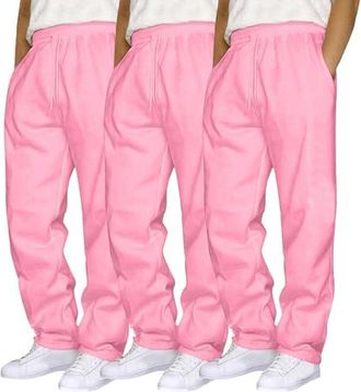 Generic Lot de 3 Baggy Jogging Homme Large Sport Sweatpants Y2k D&eacute;tente Travail Ample Pantalon Grande Taille Mens Mode Dint&eacute;rieur Taille Elastique Pantalons E
