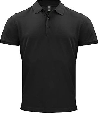 Clique Polo demi-manches Homme Classic OC, en coton biologique cert. GOTS, fermeture à boutons, bord manches avec côtes, fentes latérales, coupe régulière, N