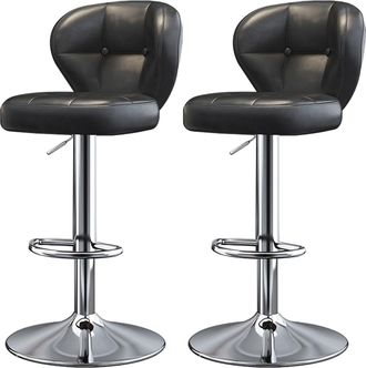 Generic Moderne Barhocker, 2Er-Set, Drehbar, mit R&uuml;ckenlehne, Metallgestell, Gepolstert, f&uuml;r K&uuml;cheninseln, 62-82 cm