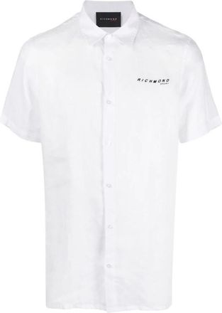John Richmond Homme, Chemises, Blanc, Taille: 2XL Camicia Lino M/m C/italiano