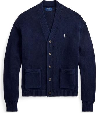 Ralph Lauren Strickjacke aus Baumwolle mit Pony-Stickerei, Relaxed Fit in