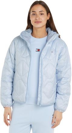 Tommy Jeans Damen Pufferjacke Quilted Tape Kapuze, Blau (Dark Night Navy), XXS