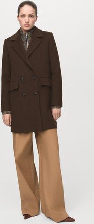 Mango Manteau laine mélangée double boutonnage chocolat - Femme - XXL - MANGO