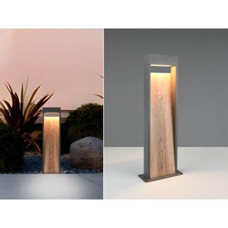Trio Leuchten LED Pollerleuchte SALMON in Anthrazit & Holzoptik, H&ouml;he 60cm