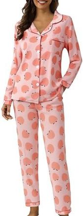 Generic Pyjama D Intérieur Femme Liquette De Nuit Femme Ensemble Pyjama 2 Pièces pour Manches Longues Boutons Doux avec Poches Et Pantalon Long Satin Ensemble
