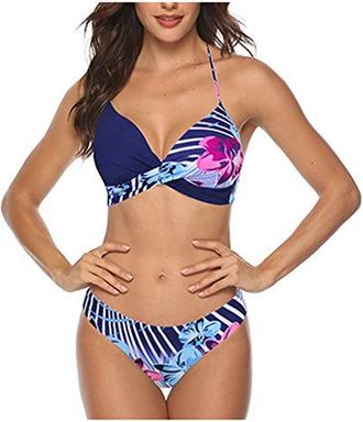 Generic Ensemble bikini pour femme - &Eacute;l&eacute;gant et sexy - Deux pi&egrave;ces - Triangle - Col en V - Push Up - Bikini de plage - Maillot de bain ventre plat - Haut de b