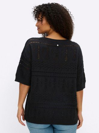 Sheego Strickpullover Kurzarm-Pullover Kurzarm Ajour