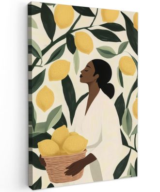 MuchoWow © Leinwandbilder Groß 80x120 cm XXL Wall Art Decoration Bilder für die Wand Schlafzimmer Deko Canvas Painting Wanddekoration Wohnzimmer Frau - Korb - 