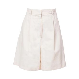 Max Mara Baumwoll- und Leinenbermuda - - Shorts - Damen - Wei&szlig; - M