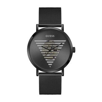 Guess Homme, Accessoires, Noir, Taille: ONE Size Montre habill&eacute;e en acier inoxydable avec fonction date
