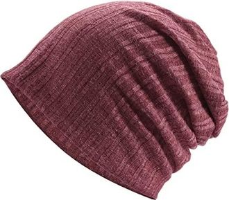 Generic Chapeau chaud et doux pour homme et femme - L&eacute;ger - Couleur unie - En tricot - Chapeau doux pour lautomne et lhiver, Rouge, Taille unique