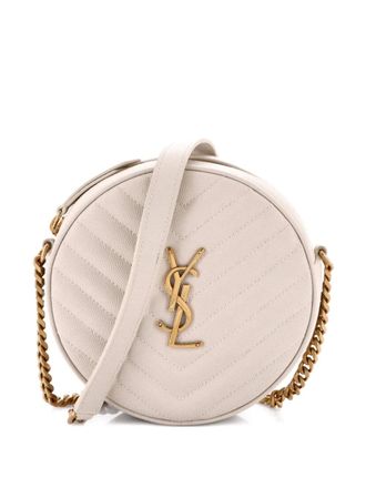 Saint Laurent Vinyle Round Camera Bag Matelasse Chevron Leather crossbody bag - Tons neutres