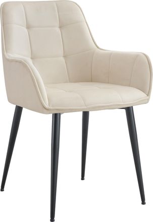 Clp Esszimmerstuhl Ferndale mit Samtbezug I Gesteppter Sessel mit robustem Metallbeinen für Wohnzimmer I Lehnstuhl mit Polsterung & Bodenschutz, Farbe:Cre