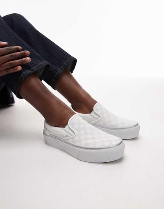 Vans Classic - Sneaker zum Hineinschlüpfen in Silber und Weiß-Metallic mit Plateausohle