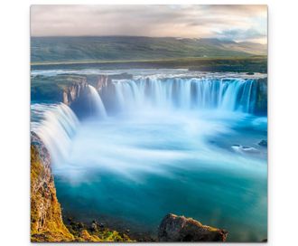 Paul Sinus Art Leinwandbilder | Bilder Leinwand 60x60cm wundersch&ouml;ner Wasserfall auf Island