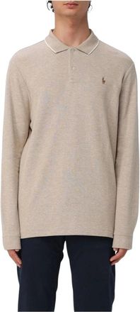 Polo Ralph Lauren Homme, Tops, Beige, Taille: 2XL Long Sleeve Polo