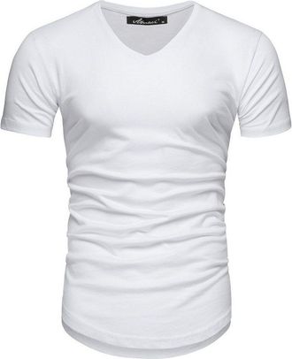 Amaci & Sons T-Shirt BELLEVUE Basic Oversize T-Shirt mit V-Ausschnitt Herren Oversize Vintage V-Neck Basic V-Ausschnitt Shirt